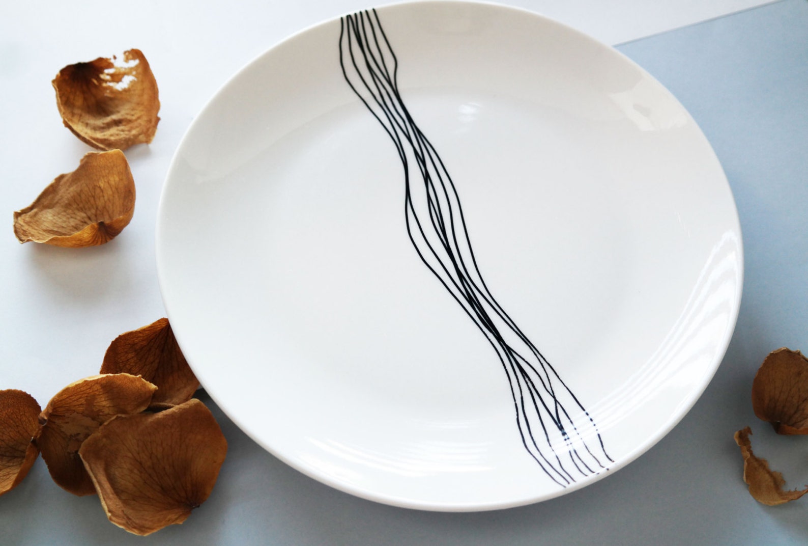 Ceramic Plate With Straight / Wavy Lines - Etsy
