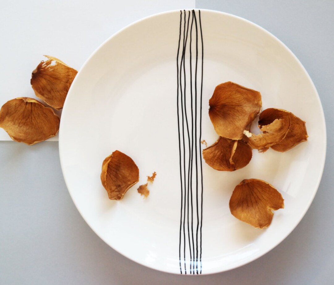 Ceramic Plate With Straight / Wavy Lines - Etsy