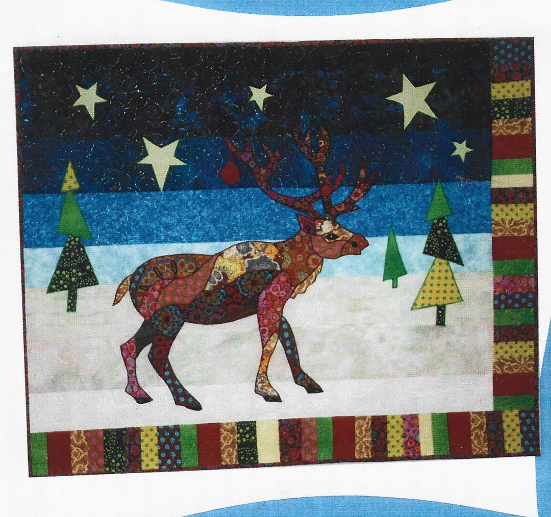 Randolph Reindeer Applique Quilt Pattern (size 40"x32") Christmas ...