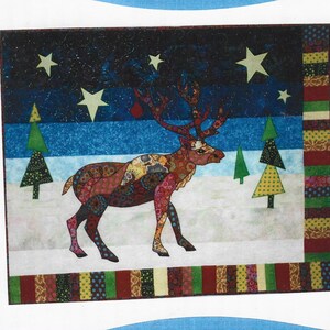 Randolph Reindeer Applique Quilt Pattern size 40x32 Christmas Blanket ...