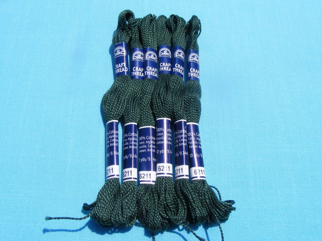 DMC Craft Thread Pack -hunter Green 6211 (6 Skeins)(10yds Each)(cotton ...