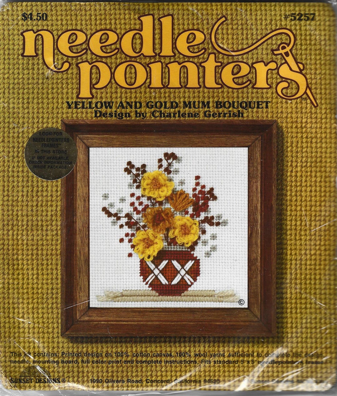 Gold Mum Bouquet Needlepoint Kit (size: 5"x5") DIY Craft - Etsy