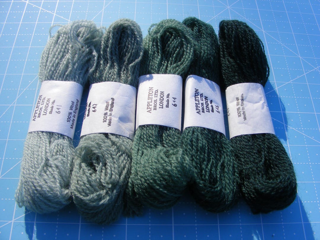 Appleton Crewel Embroidery Wool Yarn Skeins -peacock Green Blue Shades ...