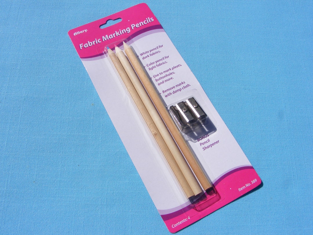 Embroidery Transfer Pencil & Sharpener - White, Pink, Blue (set of 3 ...