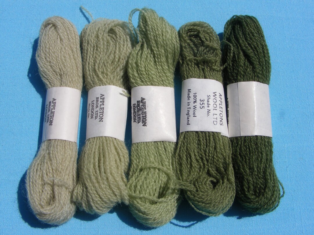 Appleton Crewel Embroidery Wool Yarn Skeins -grey Green Shades Pack (30 ...