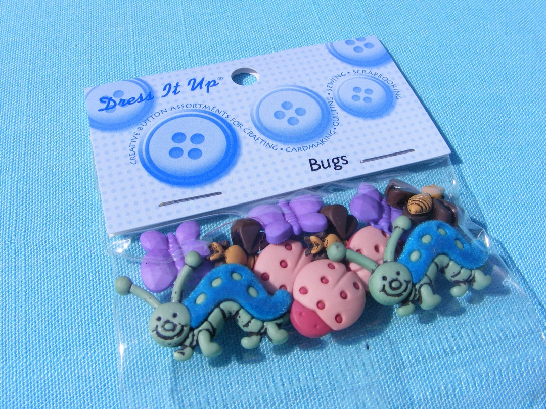 Bugs Craft Buttons for Embellishment (set of 11) (size .5"-1" - Shank ...