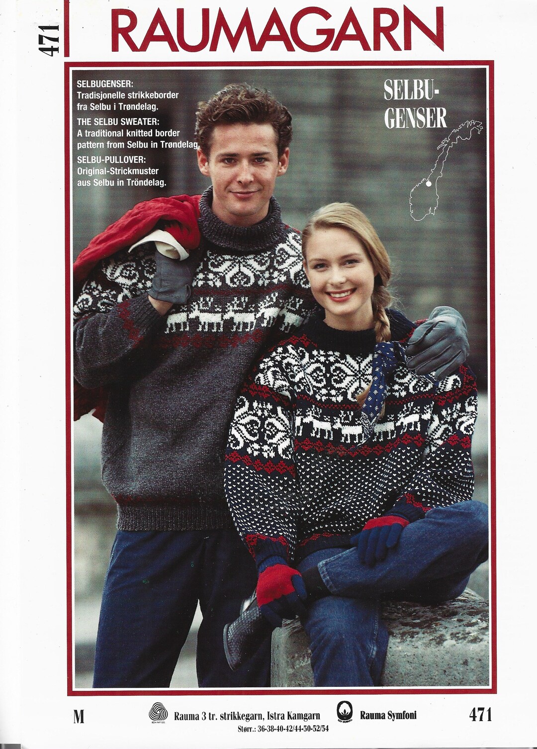 Nordic Knitting Pattern Booklet- (by Rauma) Adult Pullover Sweater Deer ...