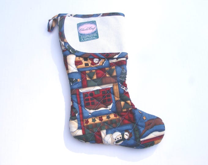 Aida Cuff Cross Stitch Stocking Country Santa Pre-finished Quilted ...