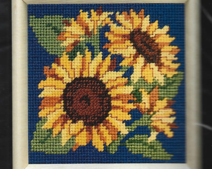 Sunny Sunflowers Needlepoint Kit (size: 5"x5") (wool Yarn on 12 Mesh ...