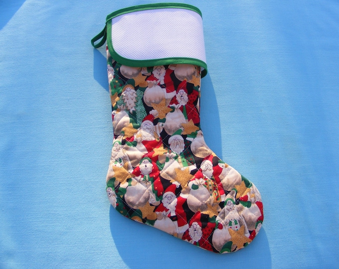 Aida Cuff Cross Stitch Stocking Poinsettia Pre-finished Quilted ...