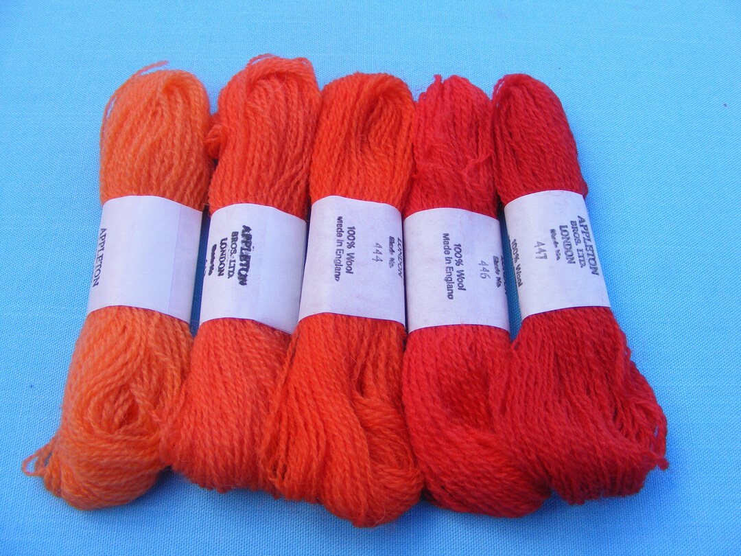 Appleton Crewel Embroidery Wool Yarn Skeins -orange Red Shades Pack (30 ...