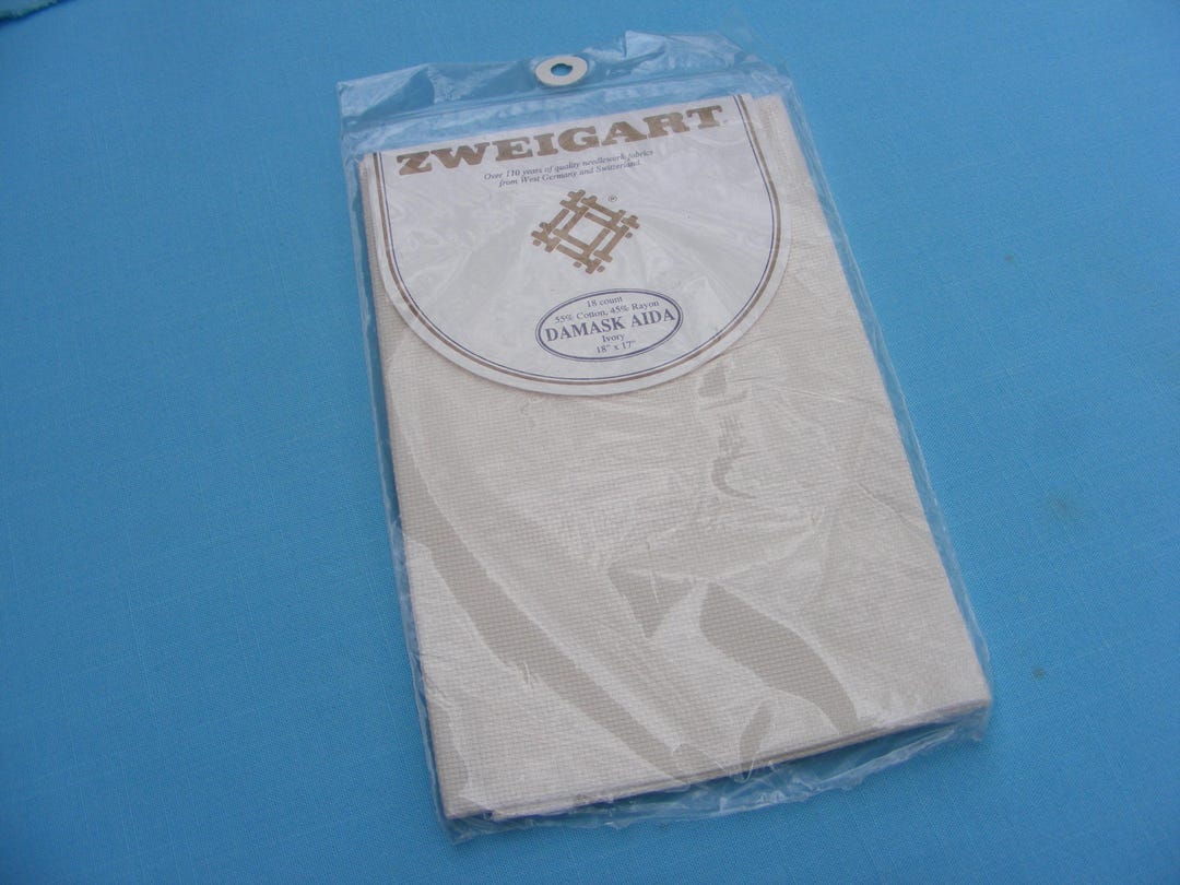 Zweigart Aida Damask 18 Count Cream 18x17 Evenweave Fabric for Cross ...