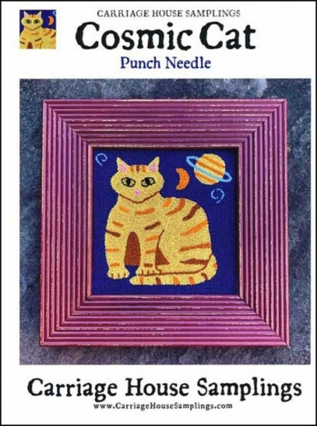 Cosmic Cat Punchneedle Chart Pattern size 5.5x5.5 by Carriage House Samplings - Etsy