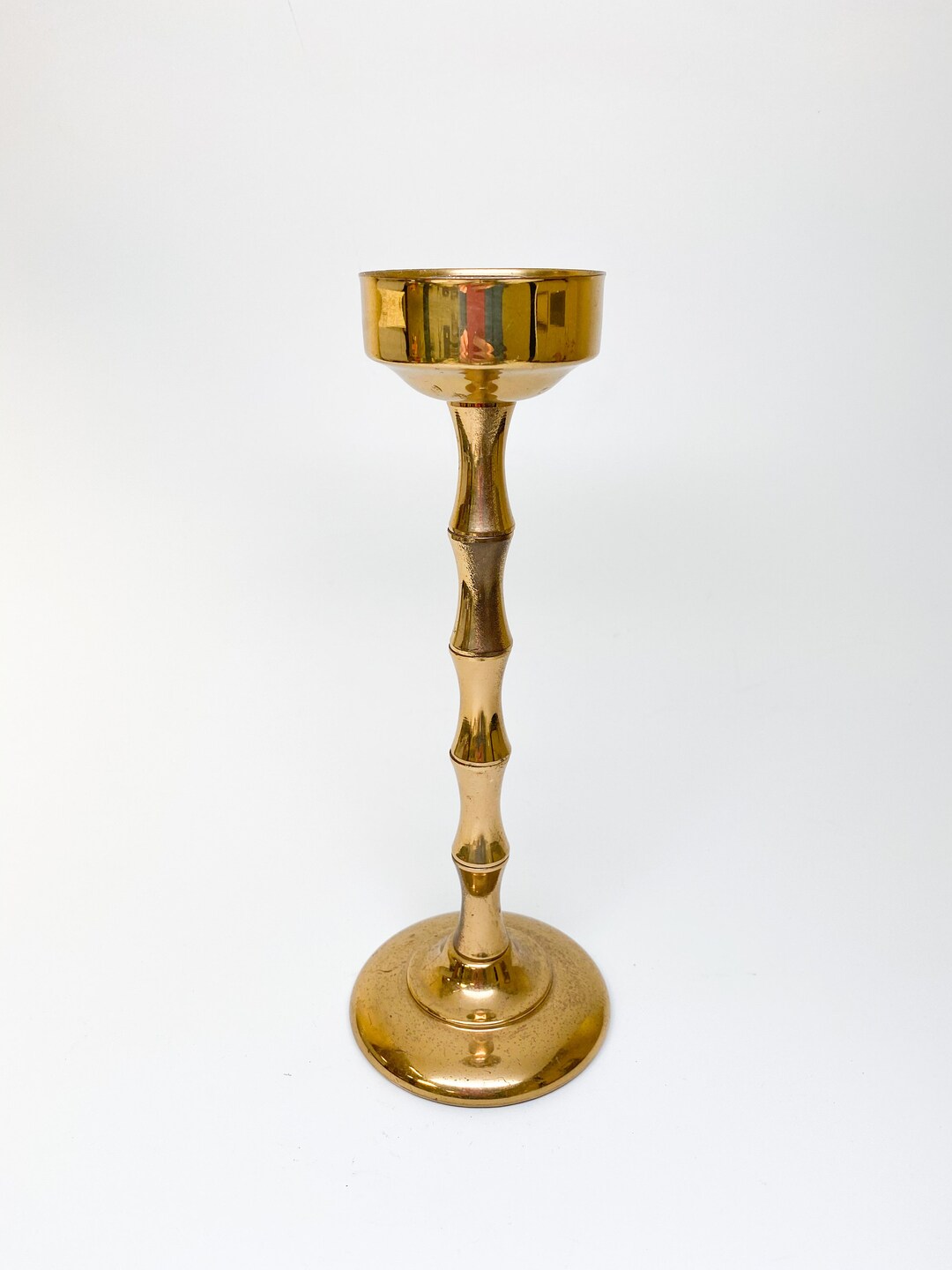 B3101 - Vintage Brass Bamboo Design Taper Candle Holder - Modern, Gold ...