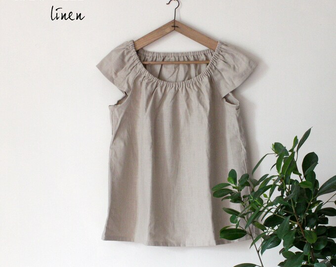 Linen Top in Beige Ready to Ship in Size 8 Blouse With Half - Etsy