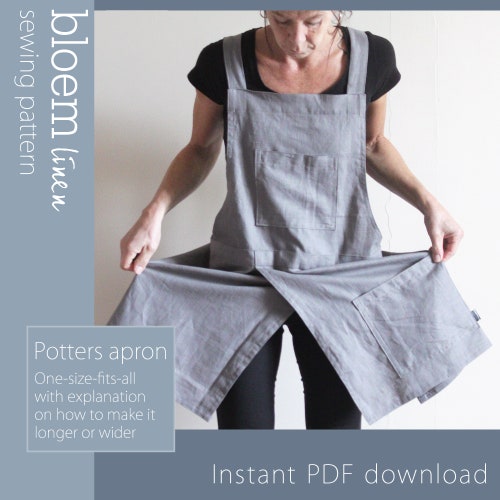 Sewing Pattern Split-leg Potters Apron No Tie Cross Back - Etsy