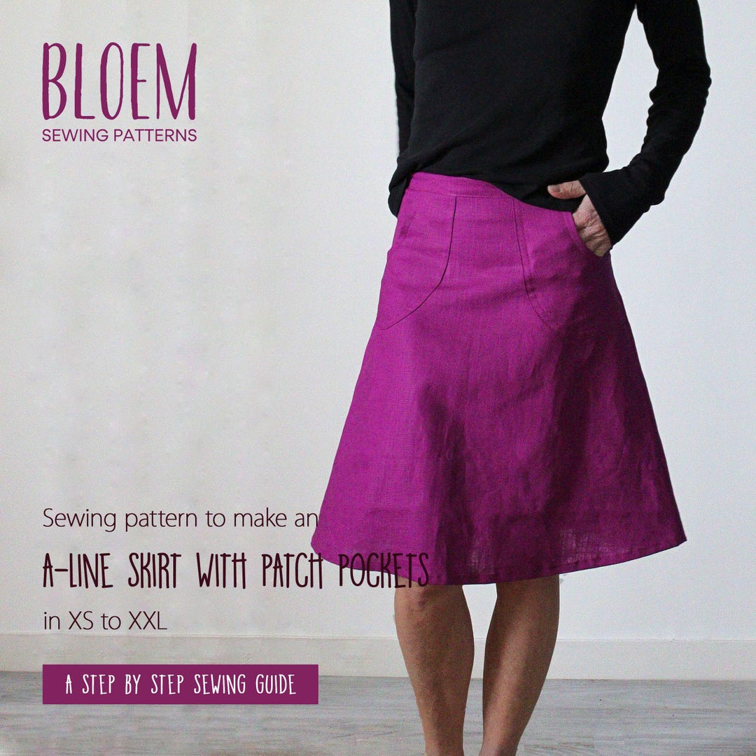 A-line Skirt Sewing Pattern With Patch Pockets: Beginner PDF Guide (XS ...