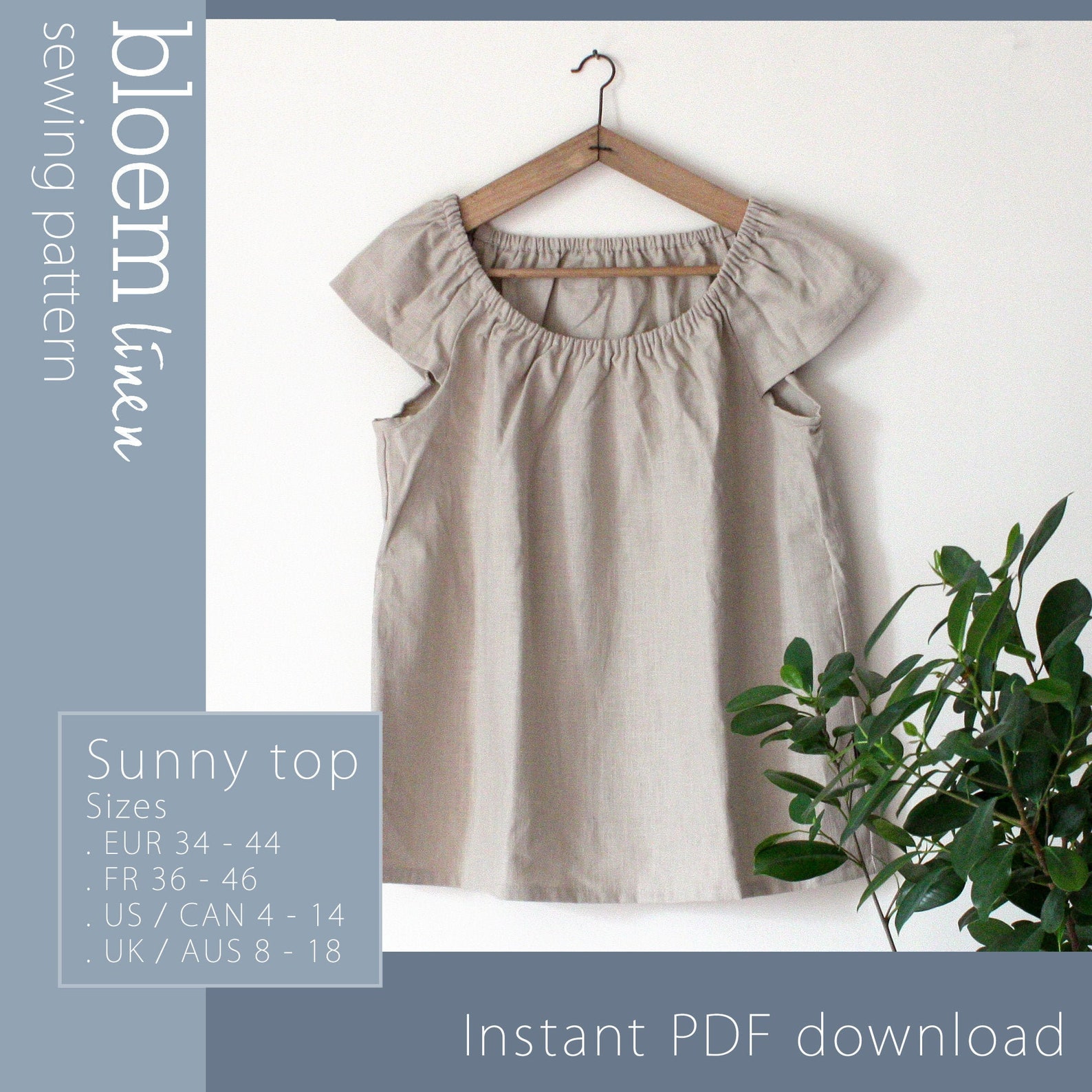 Sewing Pattern for a Summer Top Instant PDF Download | Etsy Canada