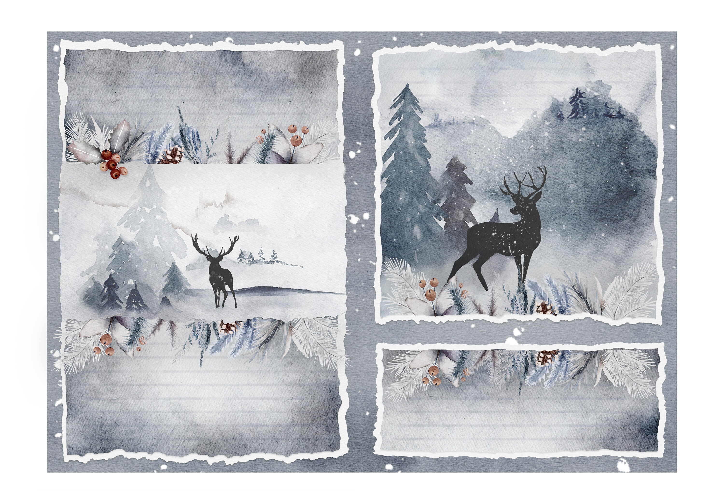 Watercolour Winter Journal Kit Printable Kit Christmas | Etsy