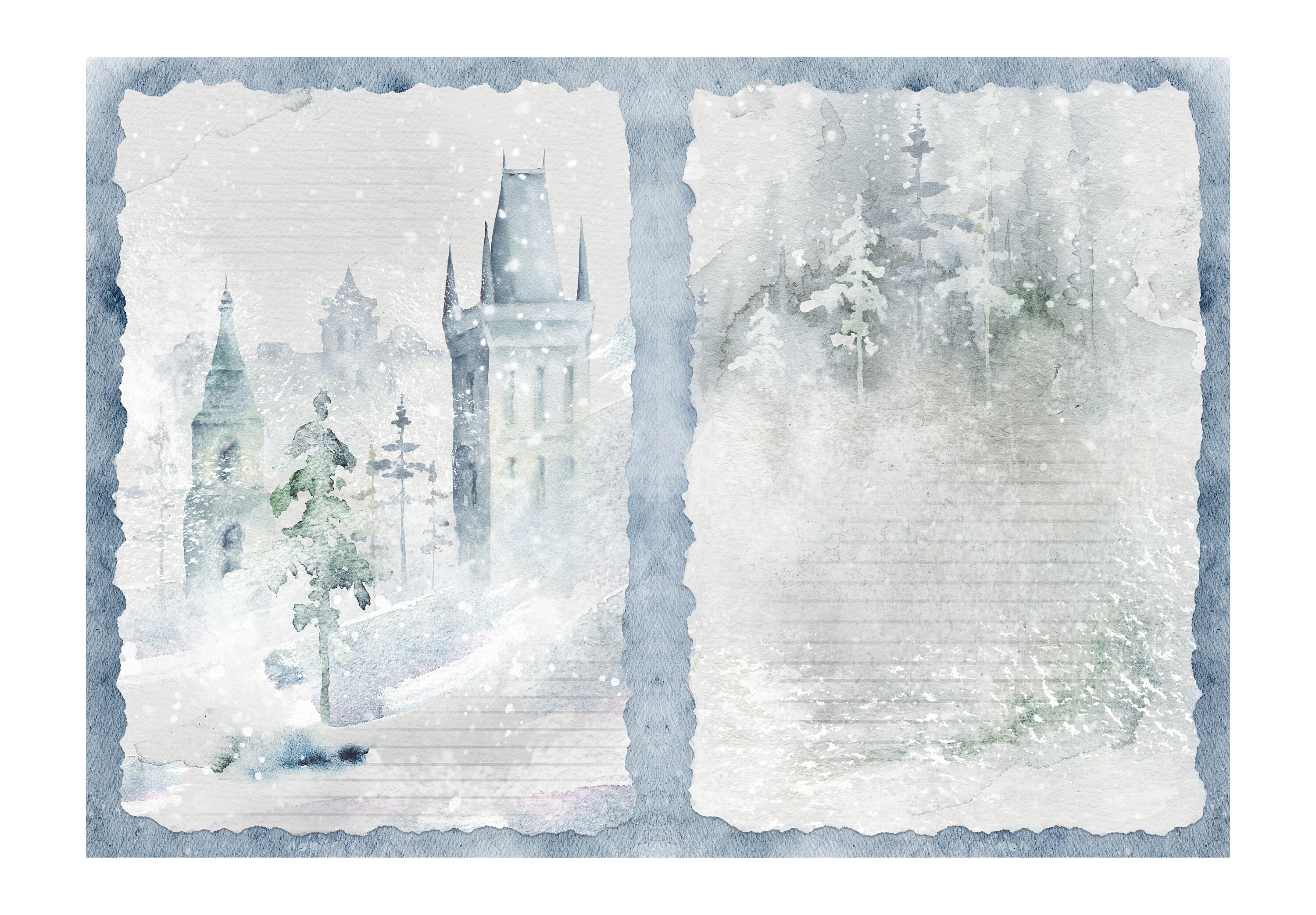 Watercolour Winter Journal Kit Printable Kit Christmas - Etsy