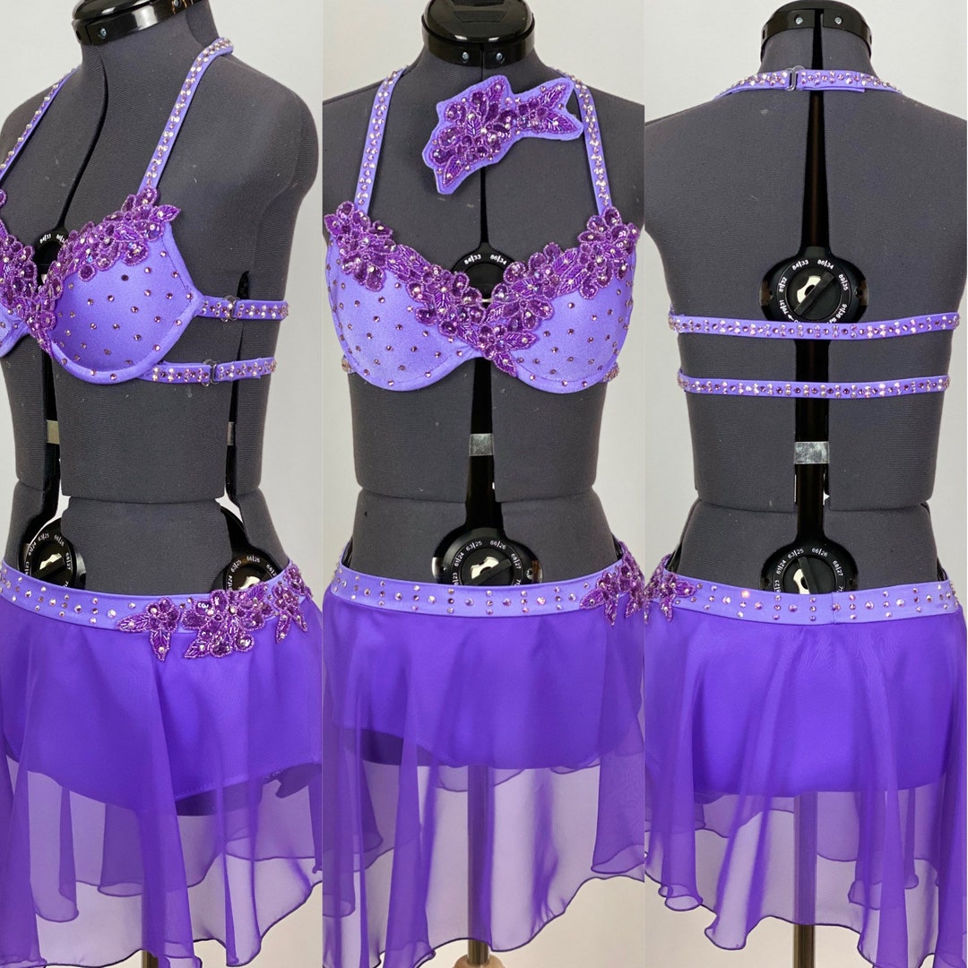 2 Piece Competition Dance Costume//lilac With Bra Top - Adult Small ...