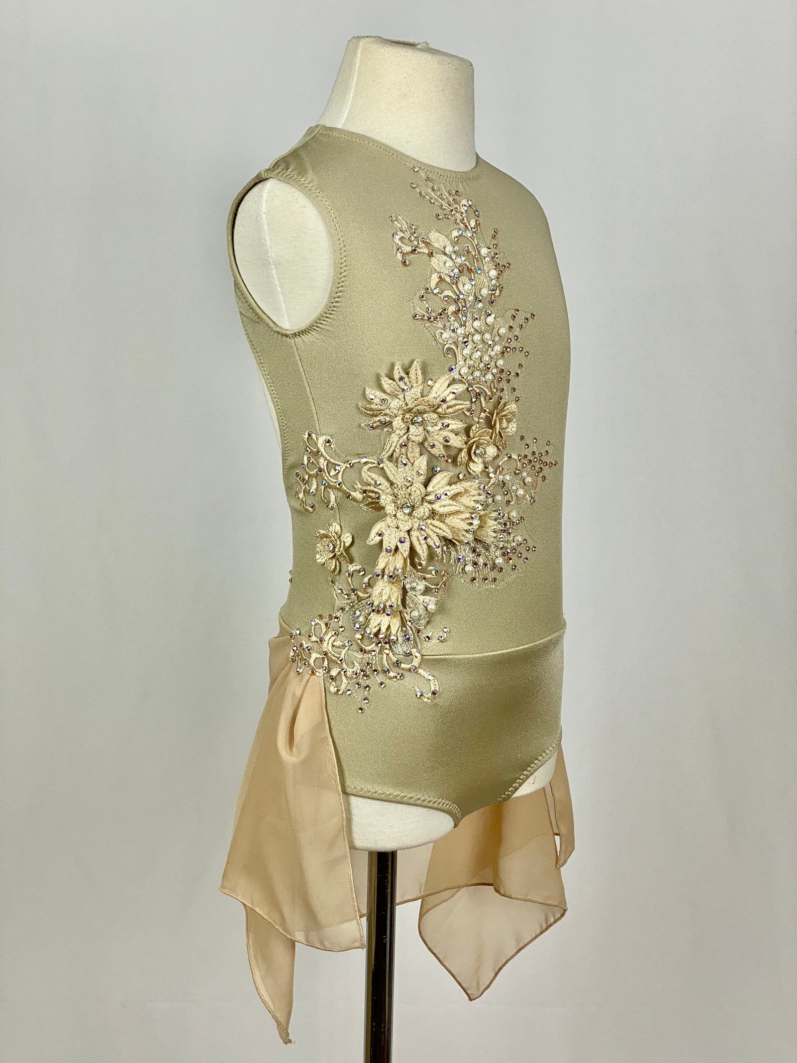 Child Med/large Custom One Piece Gold Dance Costume With Half Skirt ...