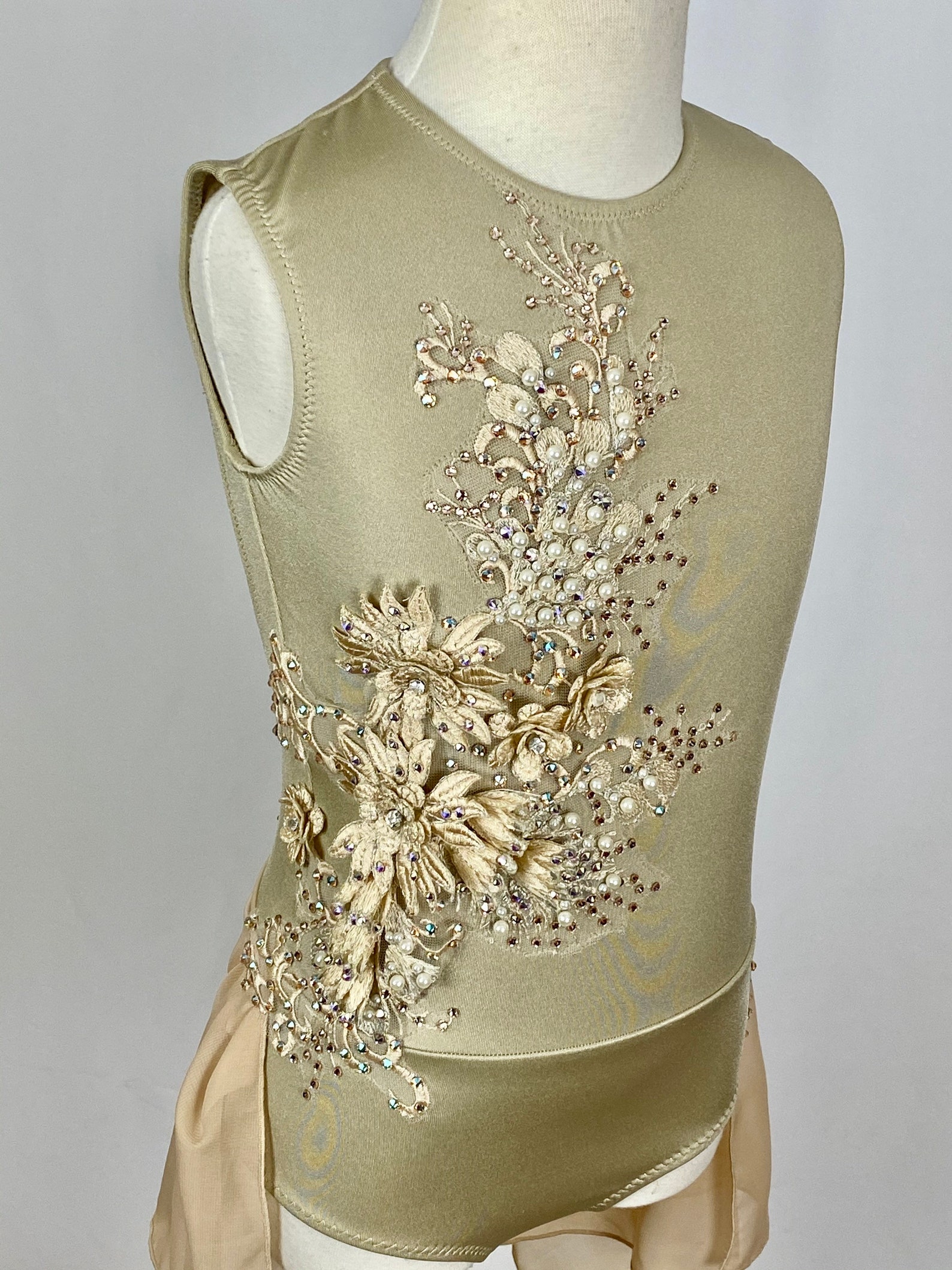 Child Med/large Custom One Piece Gold Dance Costume With Half Skirt ...