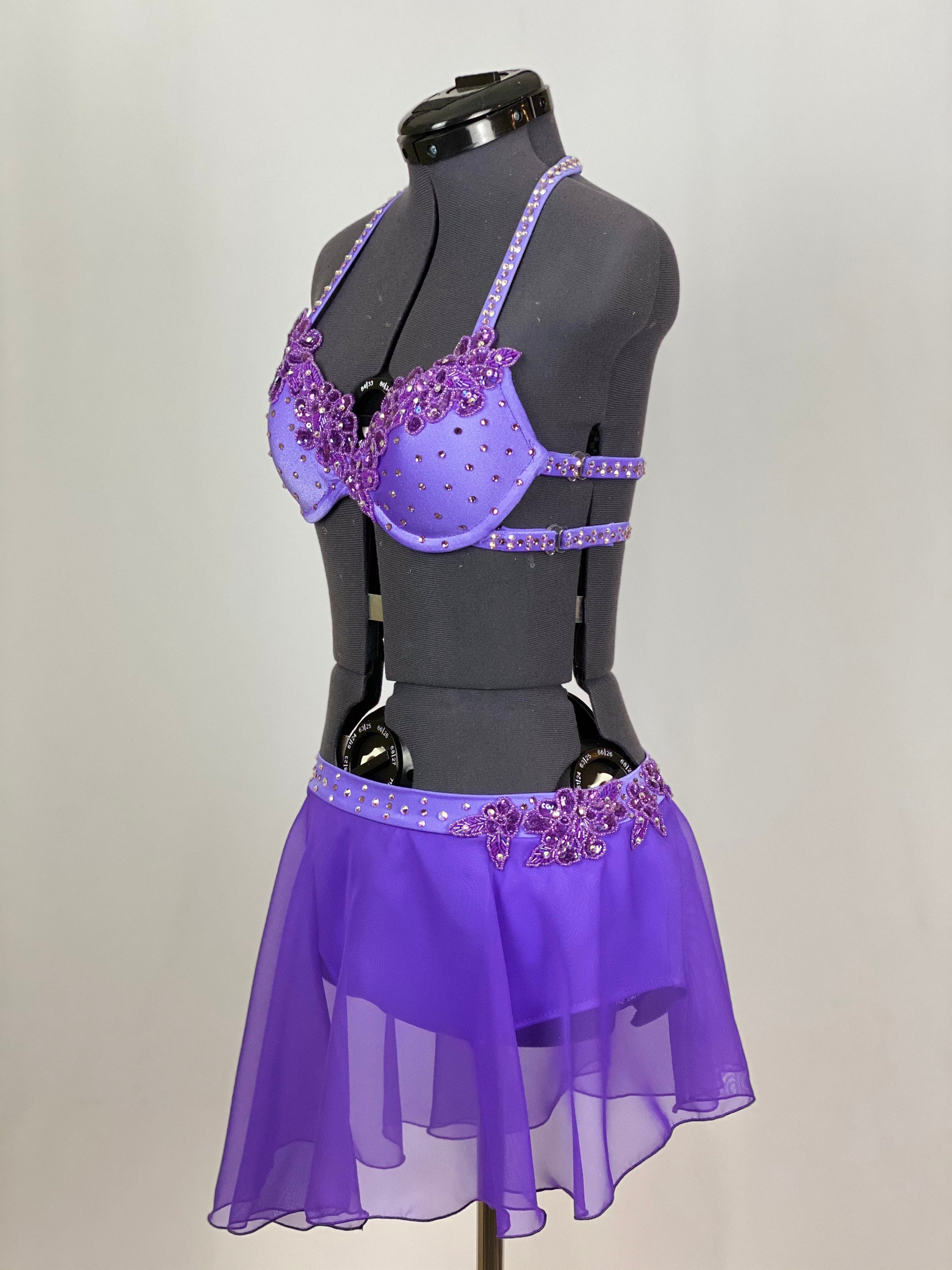 2 Piece Competition Dance Costume//lilac With Bra Top Adult Small ...