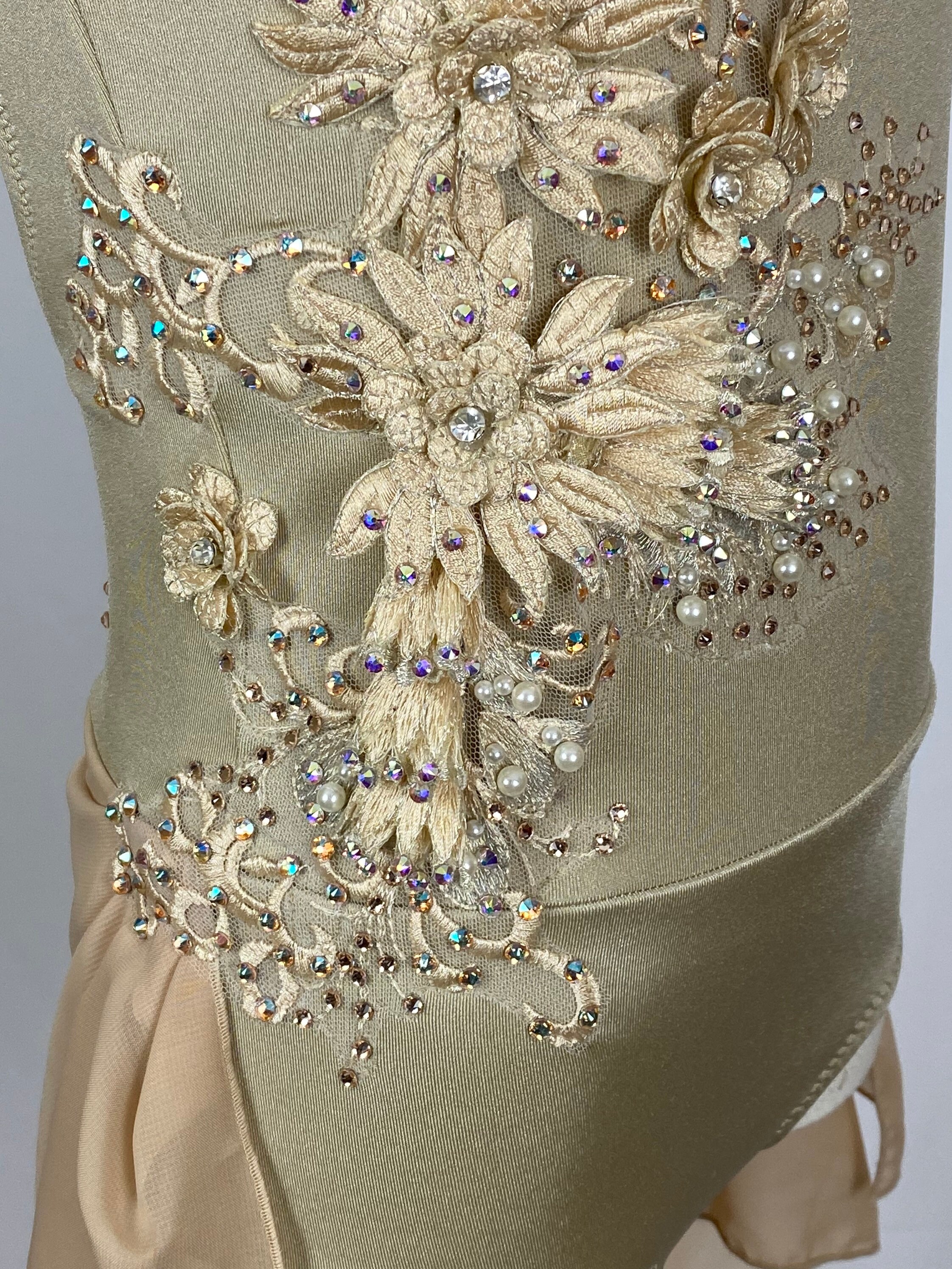 Child Med/large Custom One Piece Gold Dance Costume With Half Skirt ...