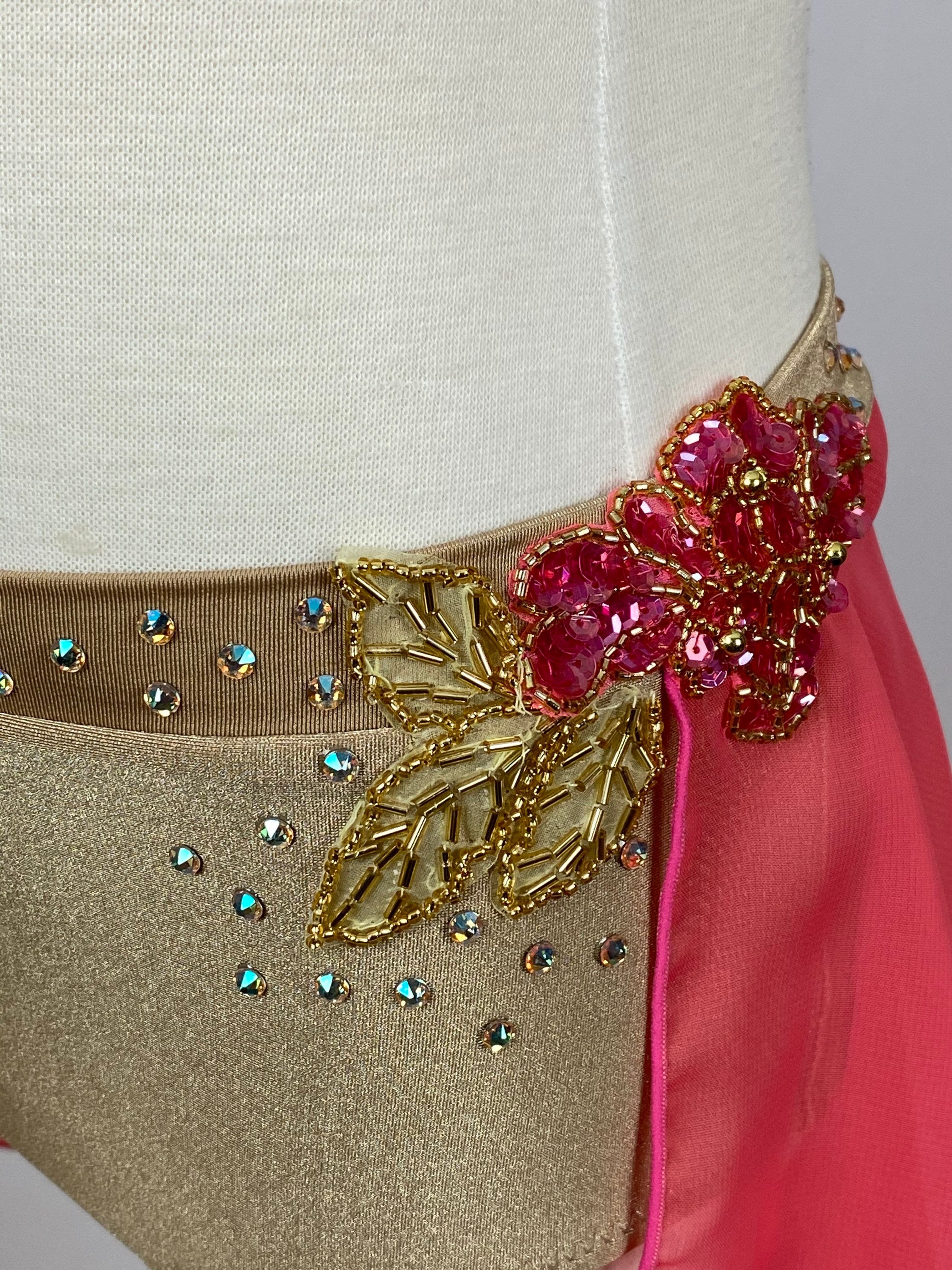 Lyrical 2-piece Dance Competition Costume//gold//coral//bling | Etsy