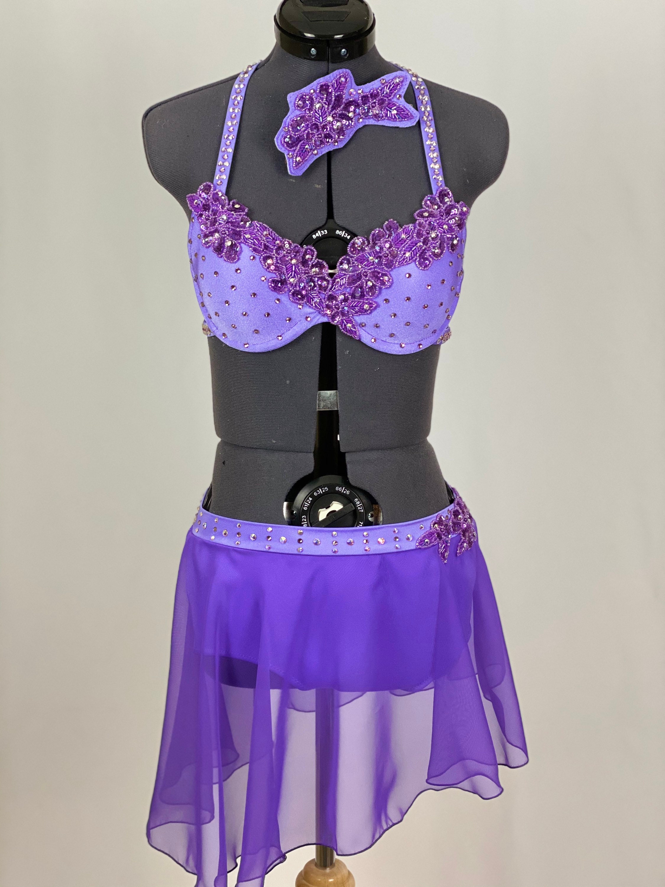 2 Piece Competition Dance Costume//lilac With Bra Top Adult Small ...