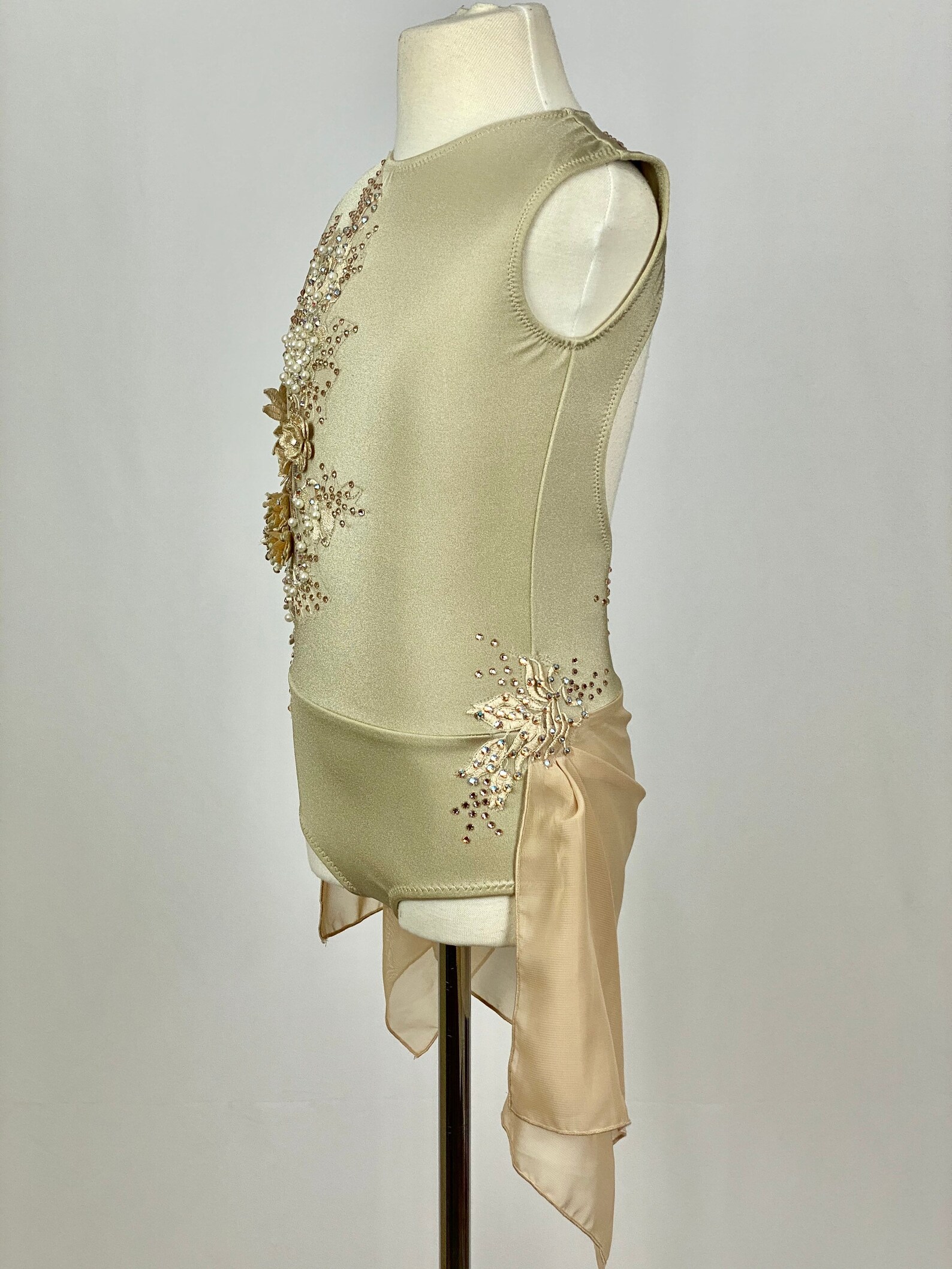 Child Med/large Custom One Piece Gold Dance Costume With Half Skirt ...