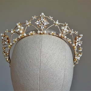 Bridal Pearl Crown Crystal Wedding Crown Bridal Tiara Wedding Pearl ...