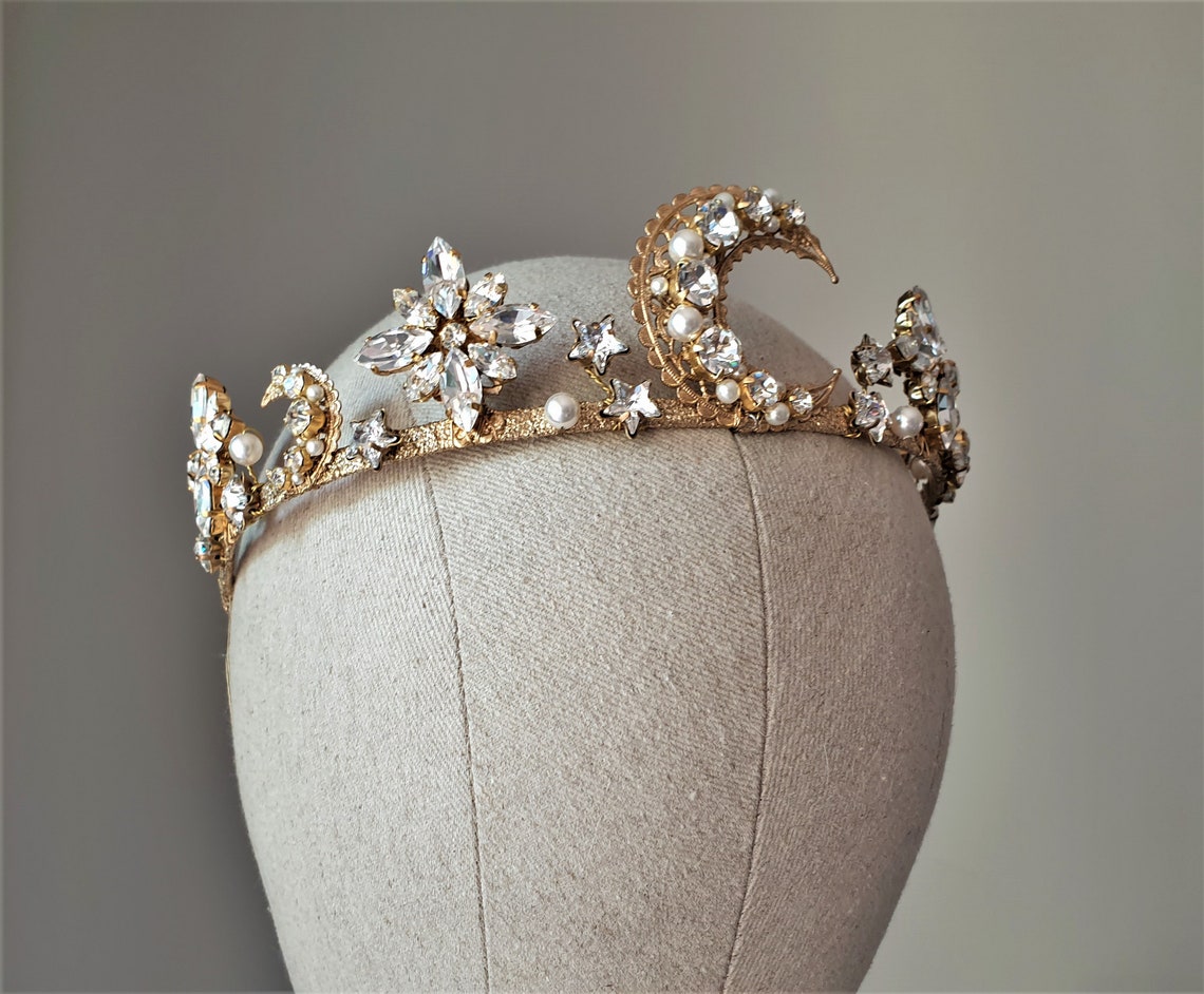 Celestial Star Headpiece Bridal Tiara Star Moon Halo Crown - Etsy