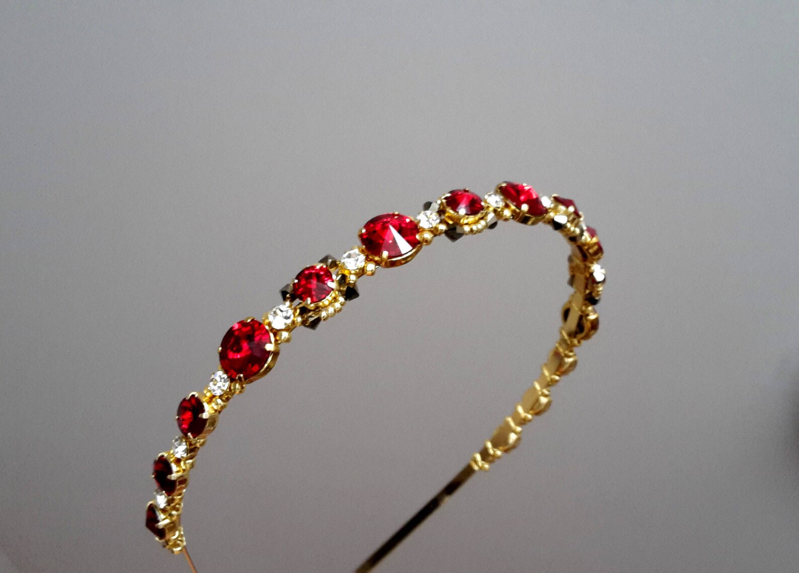 Red Crystal Bridal Tiara, Gold Bridesmaid Headband - Etsy