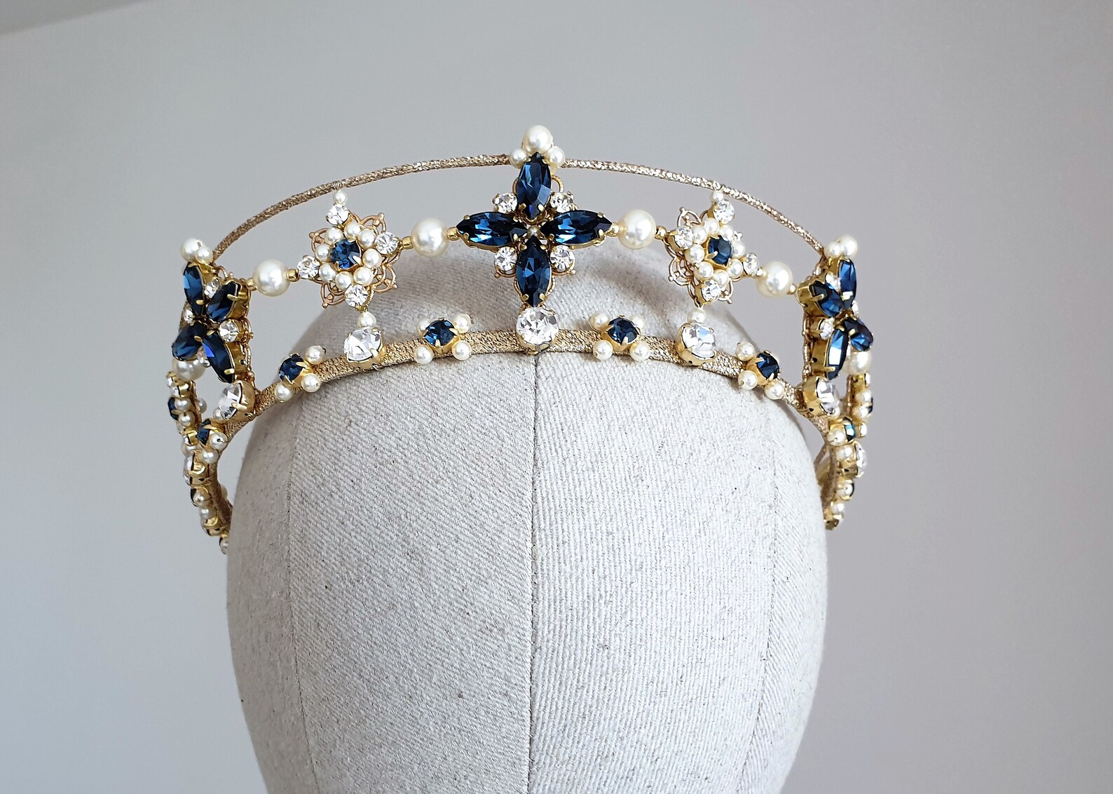 Star Crown Blue Bridal Star Tiara Double Crown Blue Wedding | Etsy