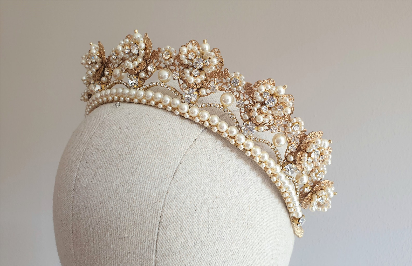 Wedding Pearl Crown Bridal Crown Bridal Flower Tiara Wedding - Etsy