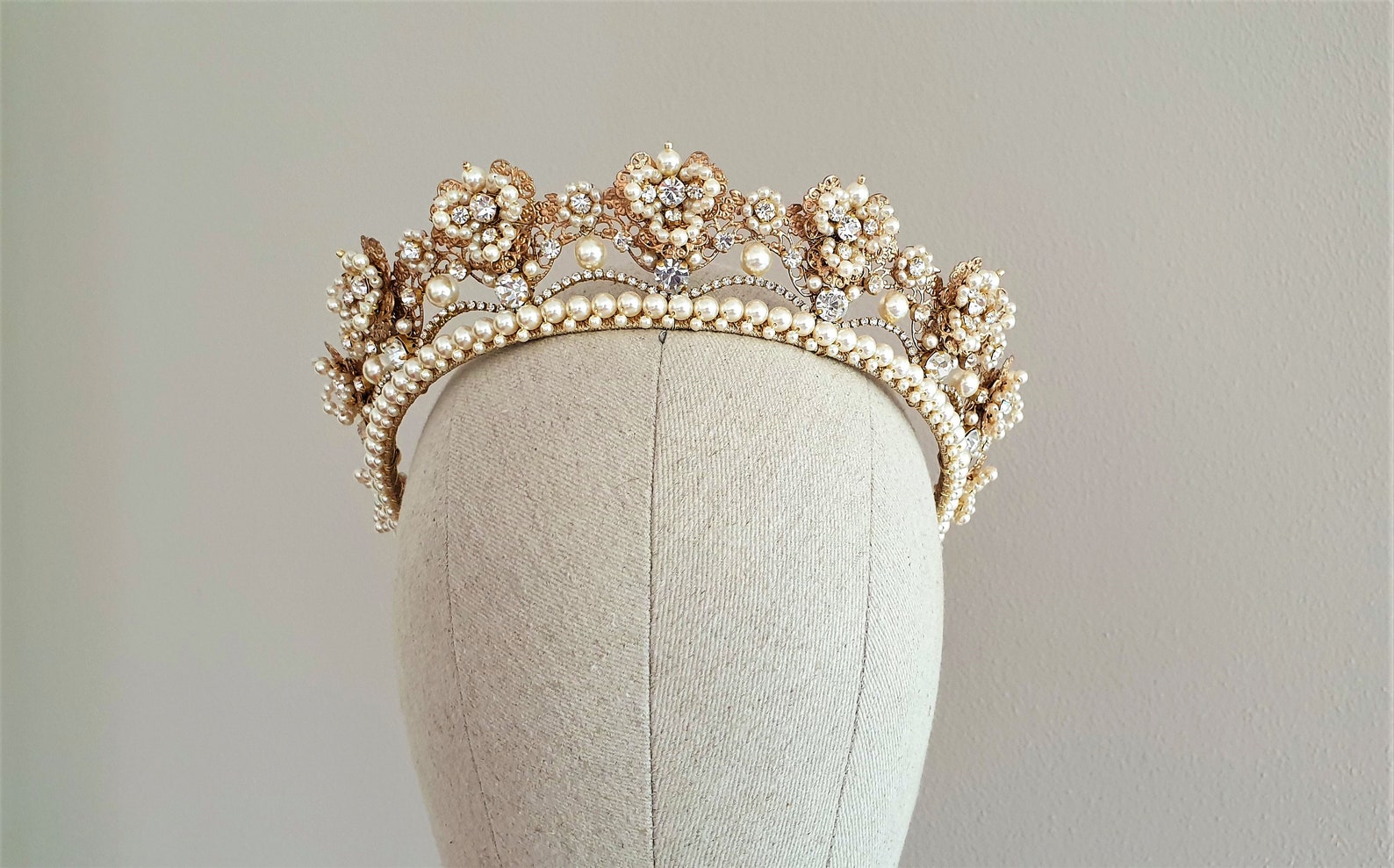 Wedding Pearl Crown Bridal Crown Bridal Flower Tiara Wedding - Etsy