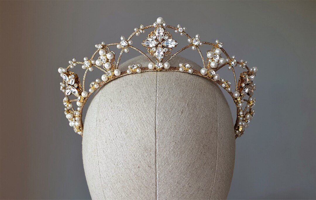 Bridal Pearl Crown Crystal Wedding Crown Bridal Tiara Wedding Pearl ...