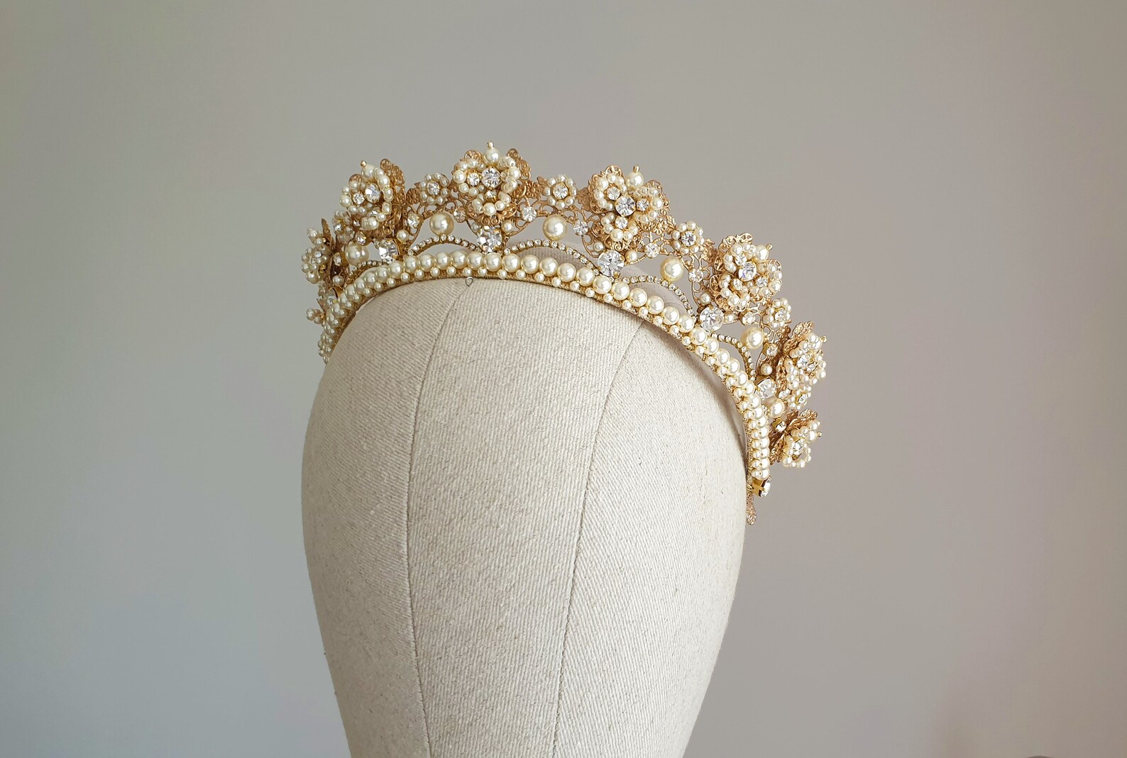 Wedding Pearl Crown Bridal Crown Bridal Flower Tiara Wedding - Etsy