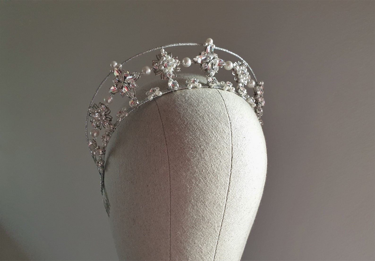 Crystal Pearl Wedding Tiara: Silver Celestial Star Bridal Crown - Etsy