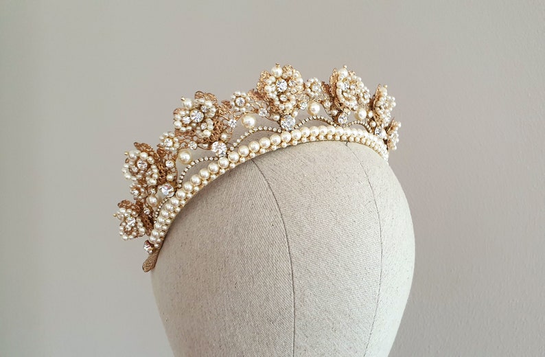 Wedding Pearl Crown Bridal Crown Bridal Flower Tiara Wedding Pearl ...