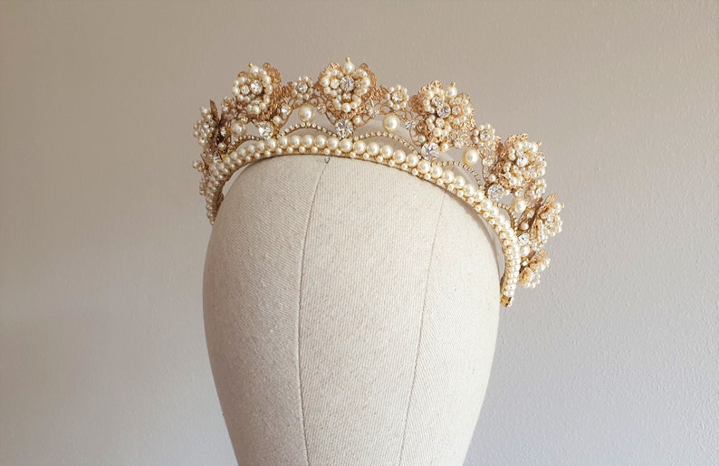 Wedding Pearl Crown Bridal Crown Bridal Flower Tiara Wedding Pearl ...
