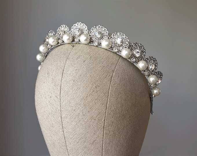 Wedding Kokoshnik Bridal Gold Crown Double Wedding Pearl Crown - Etsy