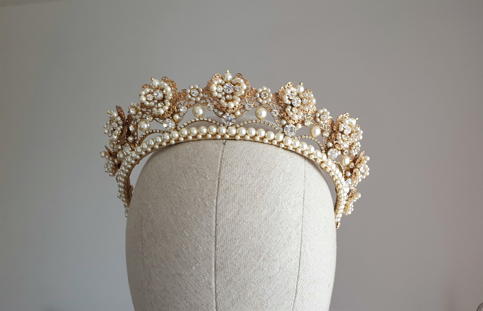 Wedding Pearl Crown Bridal Crown Bridal Flower Tiara Wedding - Etsy