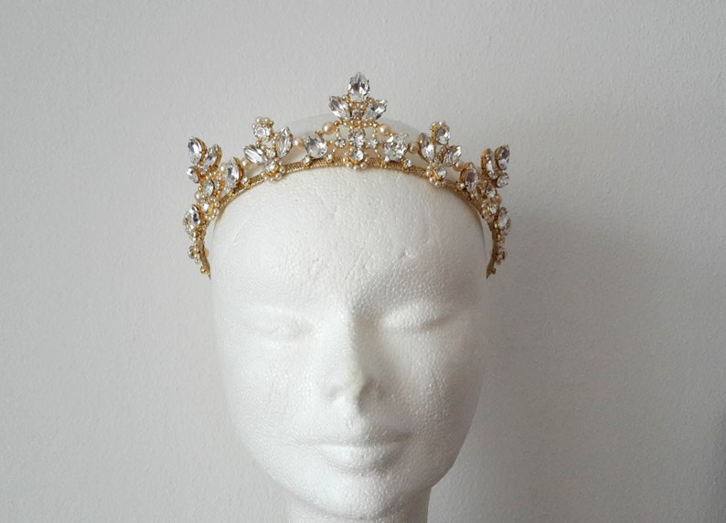 Bridal Tiara Wedding Pearl Crown Gold Tiara Bridal Crown | Etsy