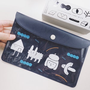 Dark Blue - Stationery Bag - Clear Pouch - Etsy