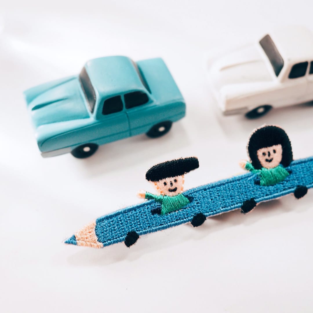 Pencil Car Embroidery Patch or Brooch - Etsy