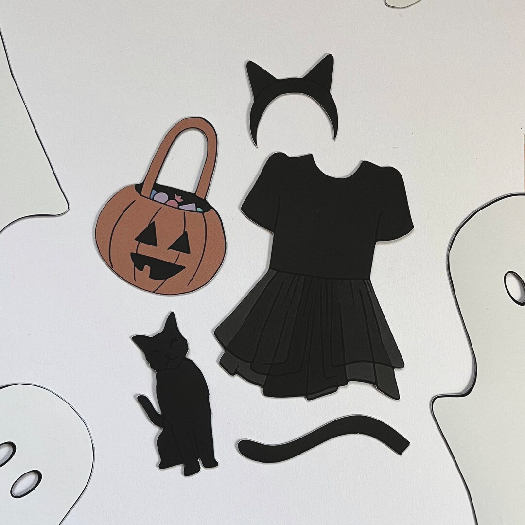 Black Cat Magnetic Paper Doll Halloween Costume Hand Drawn - Etsy