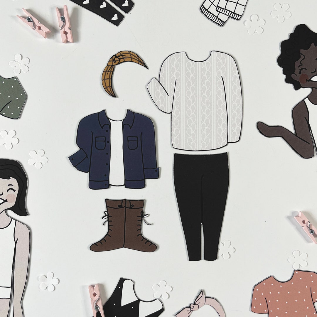 Sweater Weather Magnetic Paper Doll Fall Outfit, Hand Drawn Dress up ...